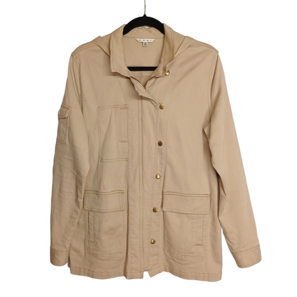 CAbi | Jackets & Coats | Cabi Light Tan Button Front Trench Coat Hooded ...